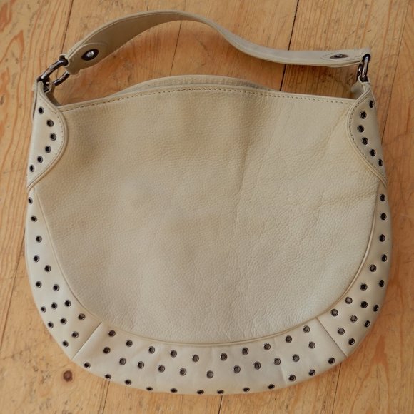 Michael Kors | Bags | Vintage Michael Kors Cream Leather Studded Grommet Hobo Bag | Poshmark